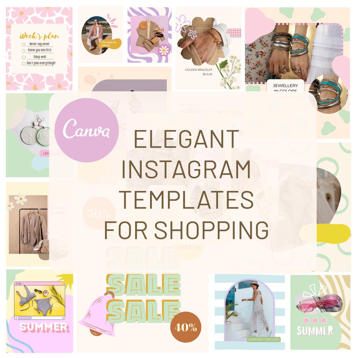 50 Instagram Templates | Colourful Romantic Templates | Canva Templates ...