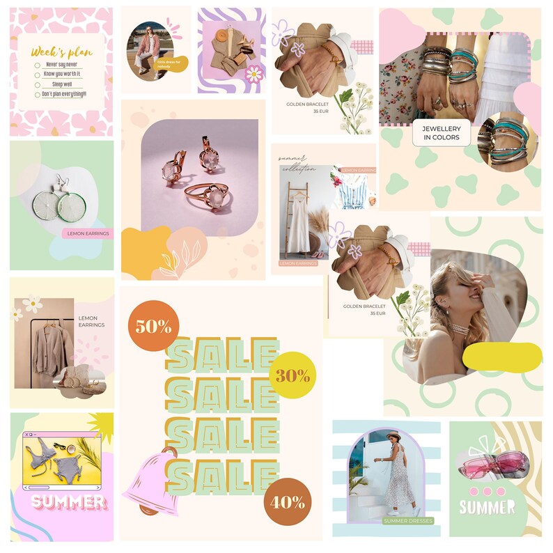 50 Instagram Templates | Colourful Romantic Templates | Canva Templates ...