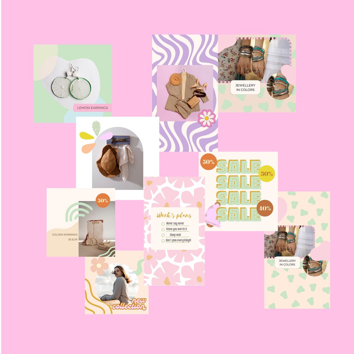 50 Instagram Templates | Colourful Romantic Templates | Canva Templates ...