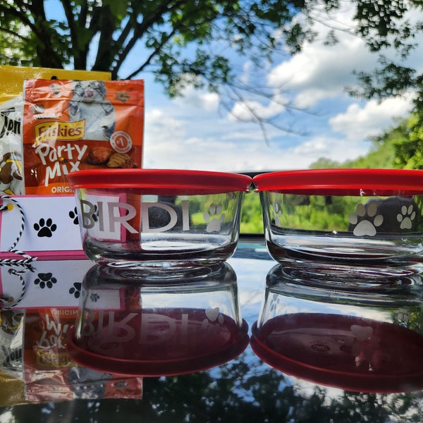 Dog Glass Water Bowl - Etsy