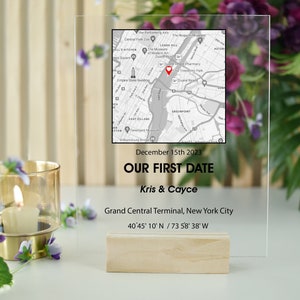 Personalized Our First Date Map Plaque,where We Met Acrylic Gift,custom ...