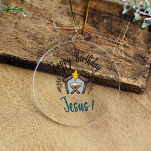 Happy Birthday Jesus Ornament,christmas Nativity Scene Gift,stable and ...