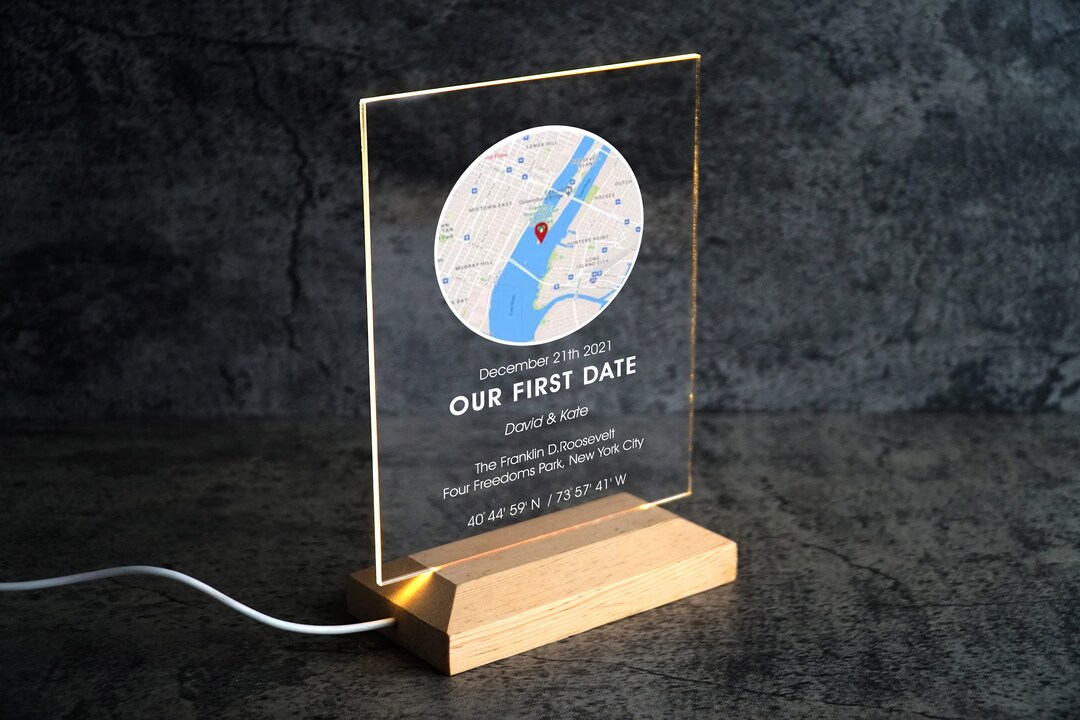 Personalized Our First Date Map Night Light,custom Light up Couple Gift ...