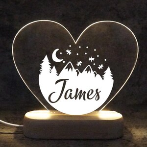 Mountains Custom Name Light, Personalized Bedroom LED, Light up Sign ...