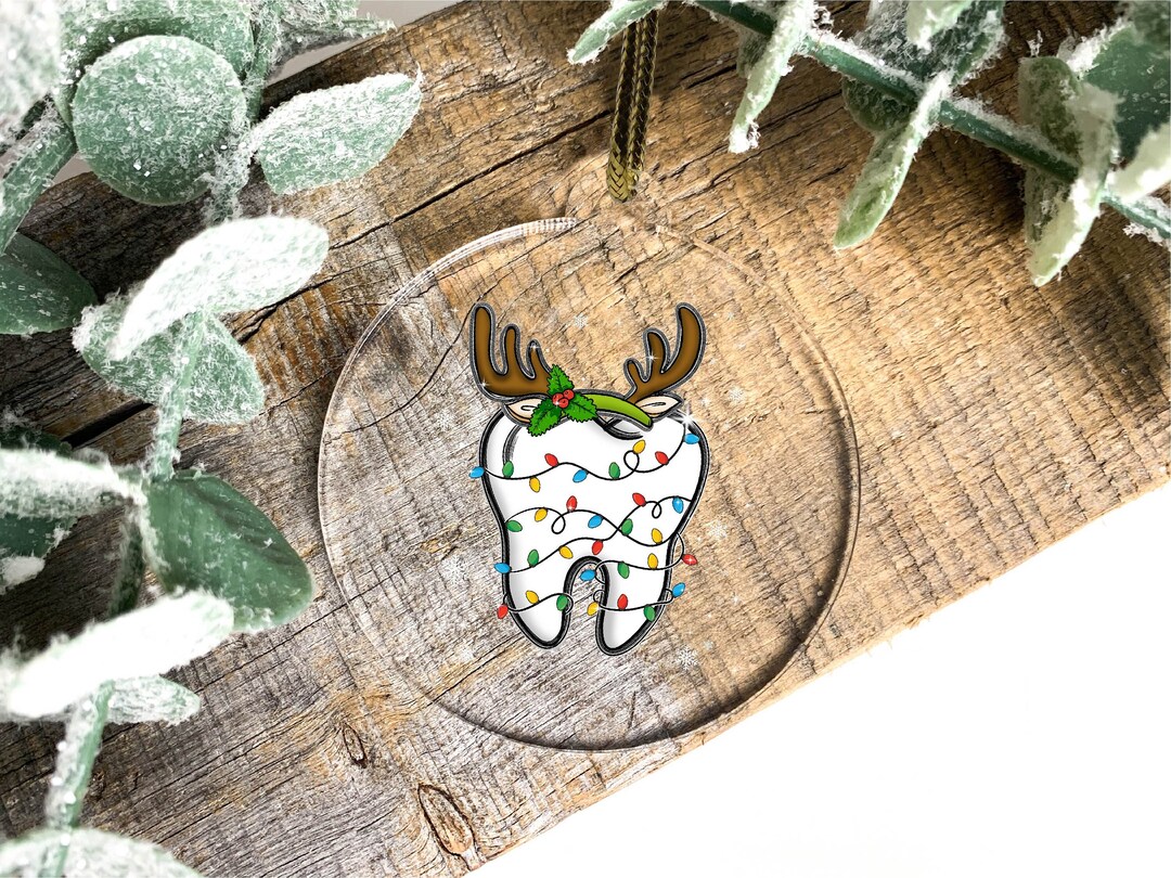Tooth Reindeer Christmas Light Ornament, Dental Student Gift, Funny ...