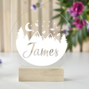 Mountains Custom Name Light, Personalized Bedroom LED, Light up Sign ...