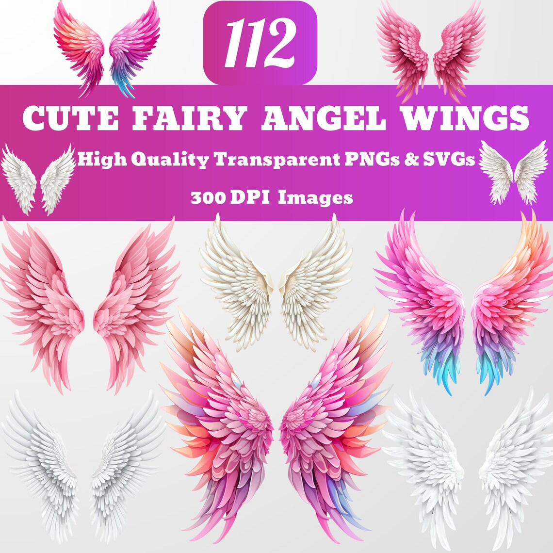 Fairy Angel Wings Clipart: Memorial PNG SVG Graphics (digital Download ...