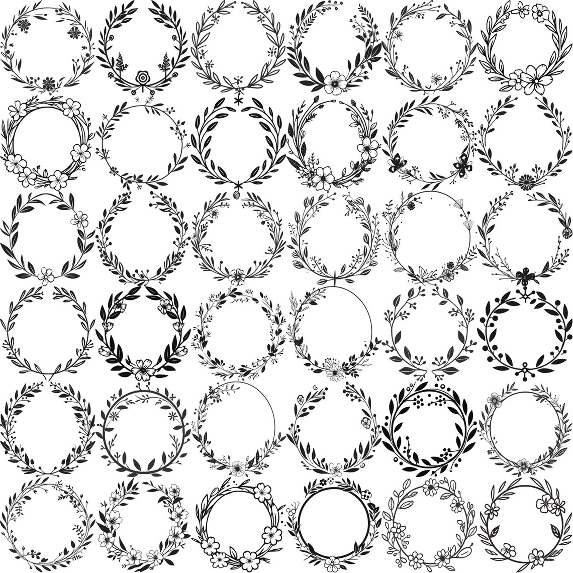 Floral Wreath SVG Circle Monogram Wreath Svg Flower Wreath - Etsy