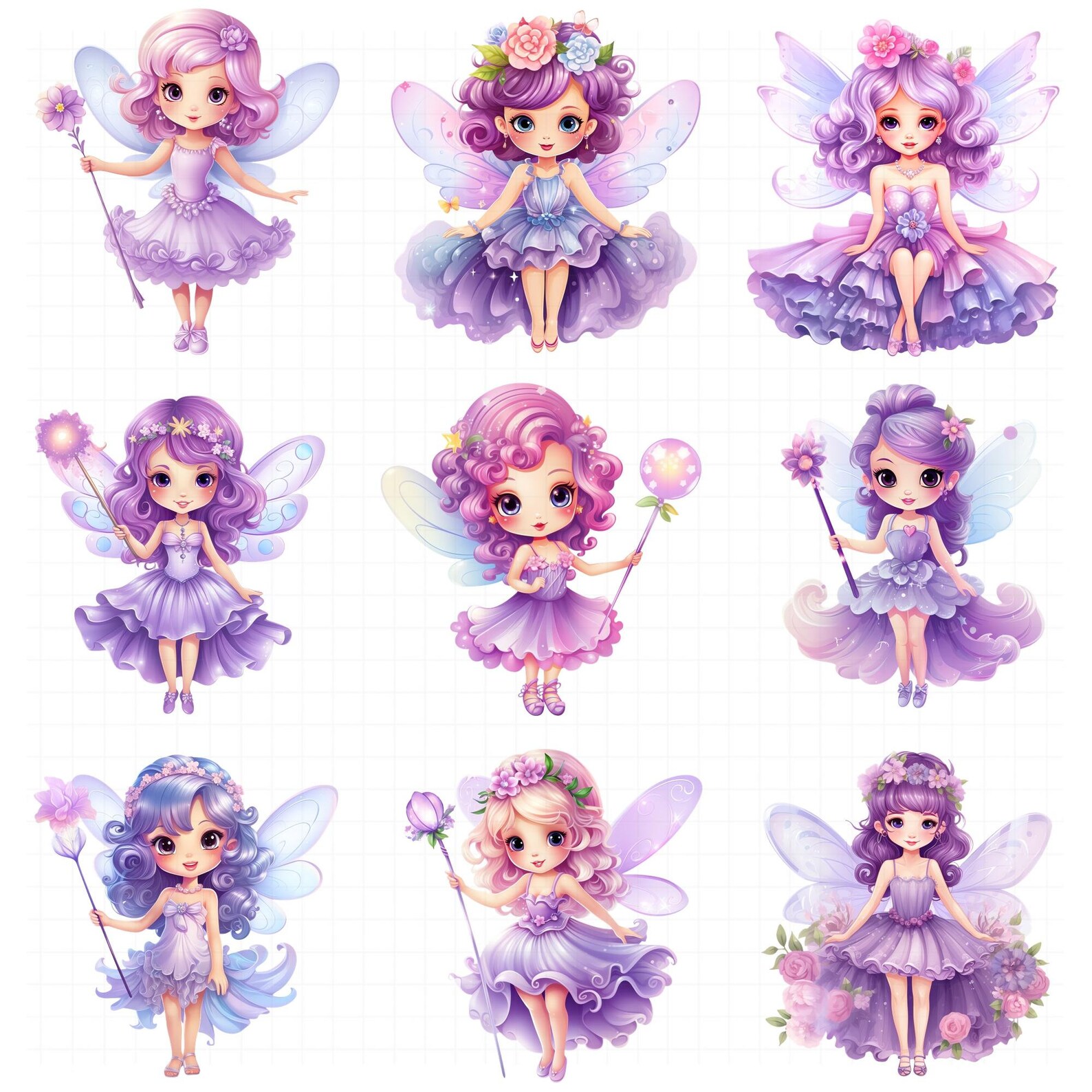 Lilac Fairy Clipart SVG PNG Bundle, Fairy Tale Clipart Png, Children's ...