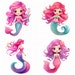 Cute Pink Mermaid PNG SVG Clipart Bundle, Mermaid Clip Art Set, Mermaid ...