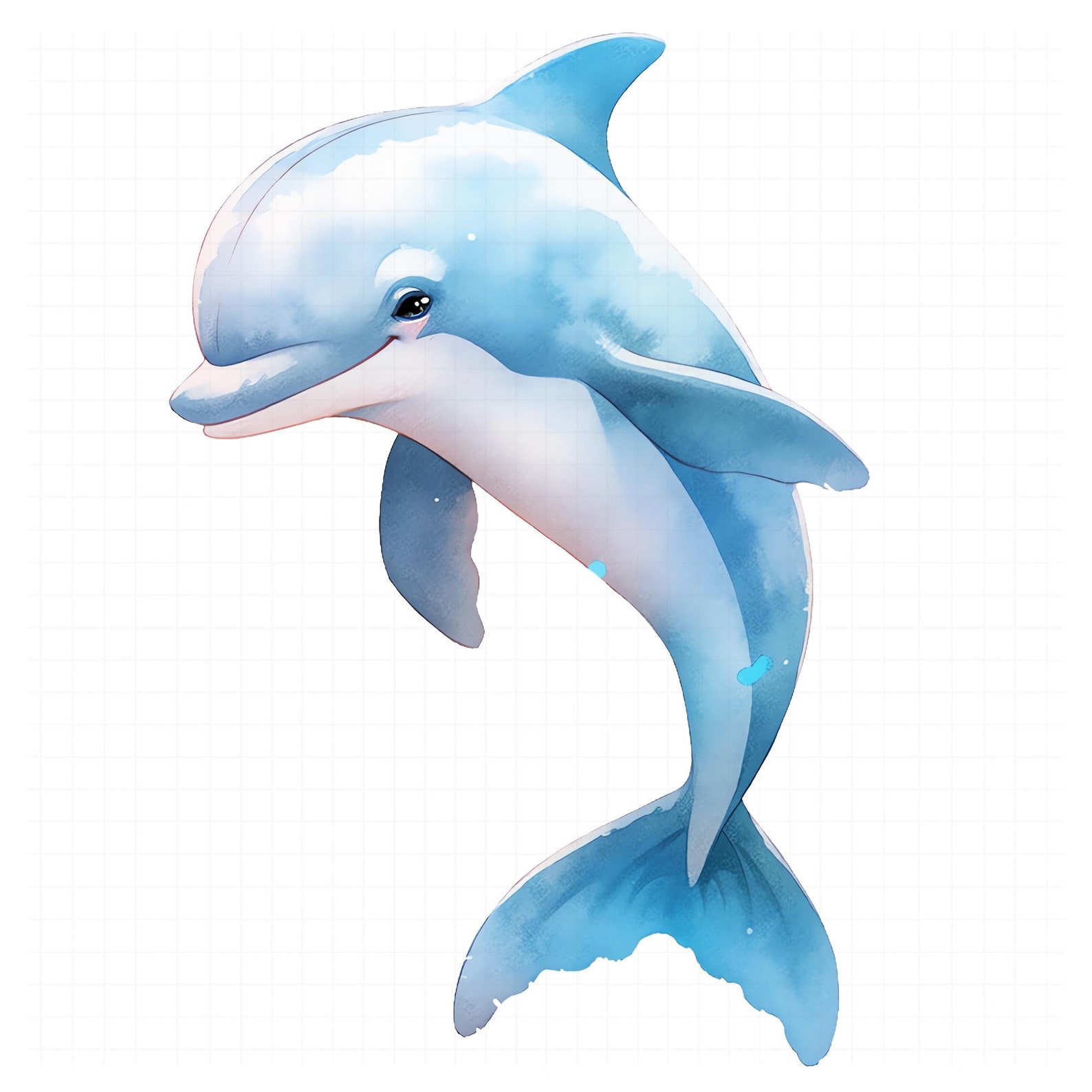 Cute Watercolor Dolphin PNG SVG Clipart, Ocean Animals, Sea Life ...