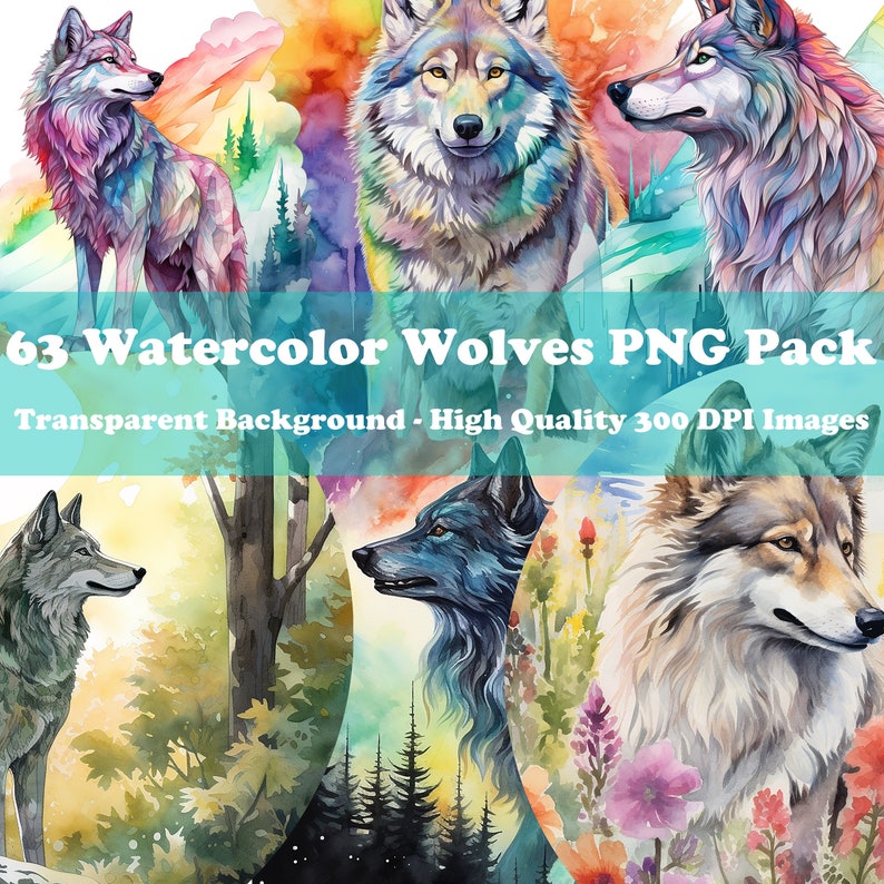 63 Wolf PNG Clipart, Watercolor Wolf Clipart, Wolves Watercolor Clipart ...