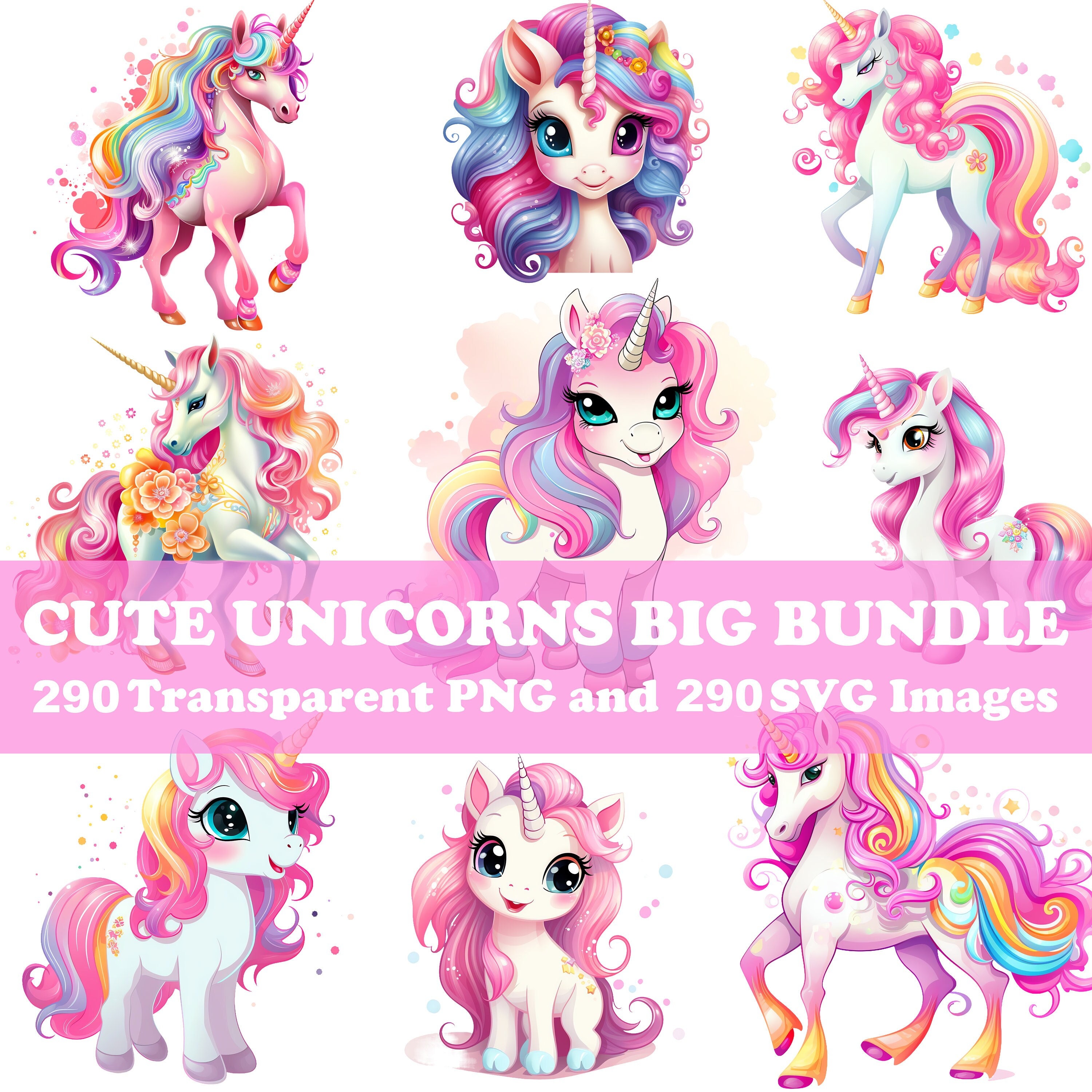 Unicorn SVG PNG Bundle, Cute Unicorn Svg, Unicorn Svg Birthday, Unicorn ...