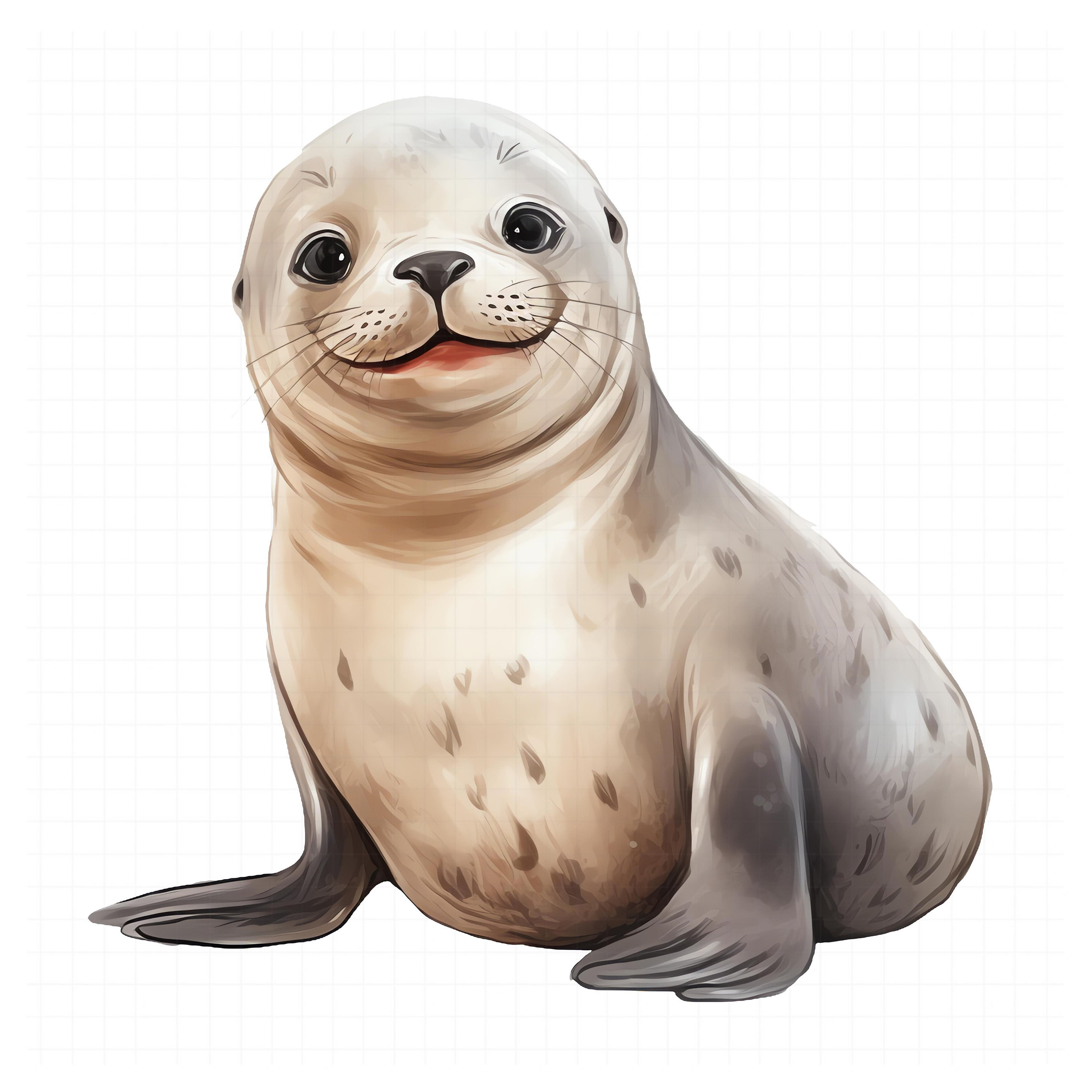 Cute Watercolor Seal Clipart, Nursery Ocean Animals (SVG, PNG) - Etsy