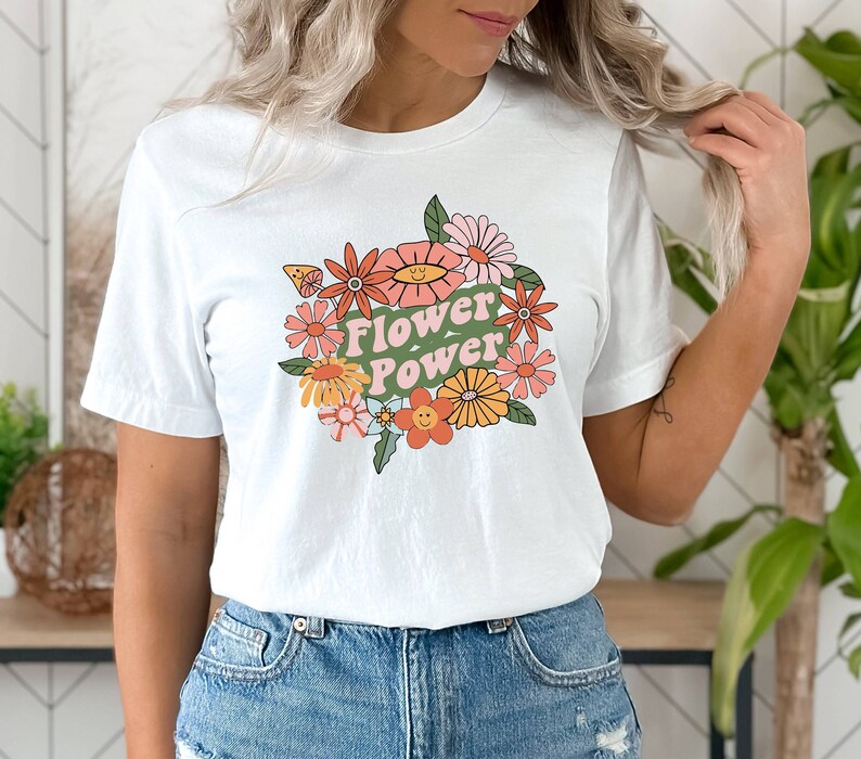 Flower Power Shirt, Hippy Flower Power Shirt, Trendy Flower Power Shirt ...