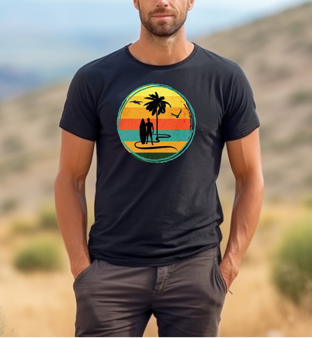 Retro Surfing Tshirt, Tropical Surfer Shirt, Gift for a Surfer Shirt ...