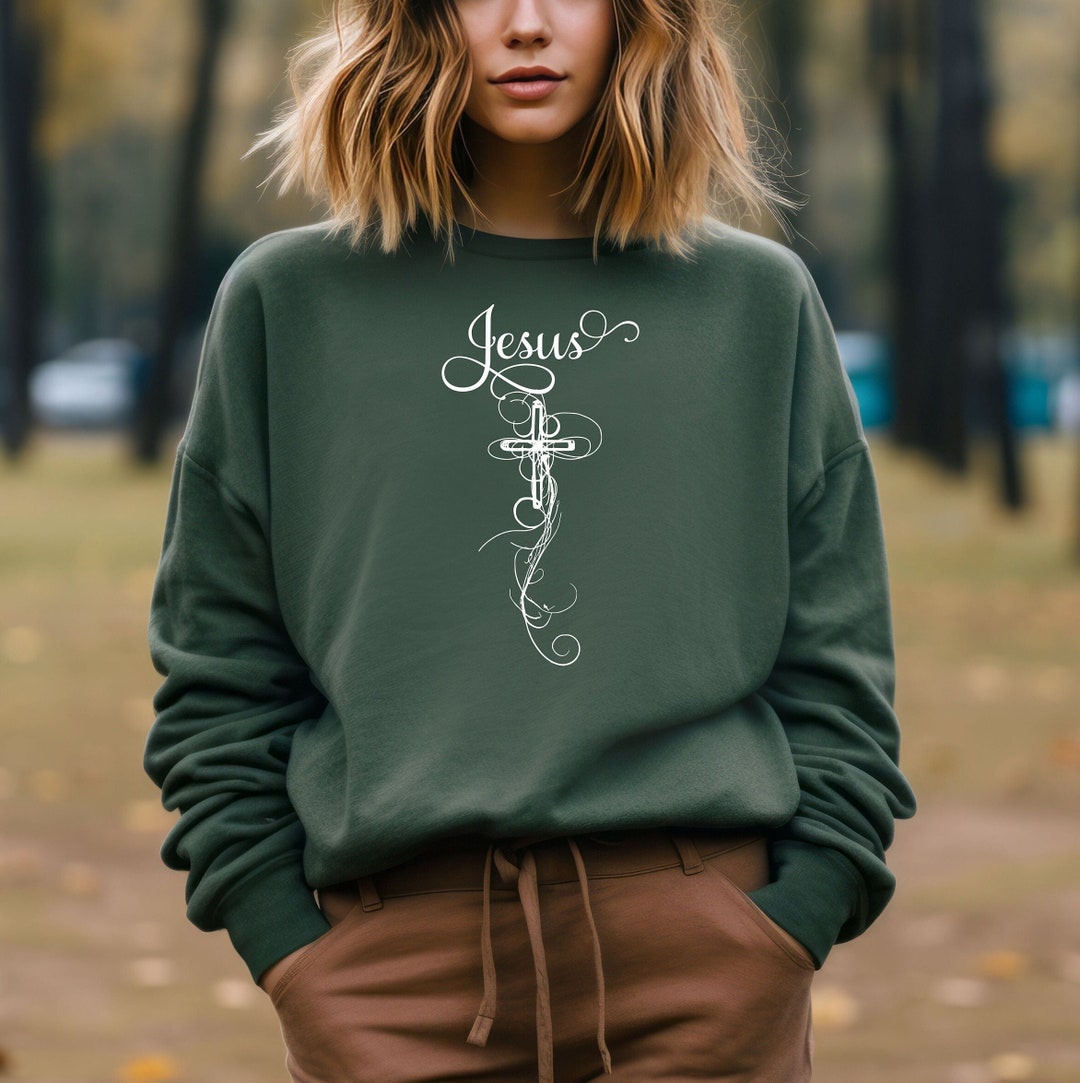 Jesus Text With Swirls Shirt, Trendy Jesus Shirt, Christian Apparel ...