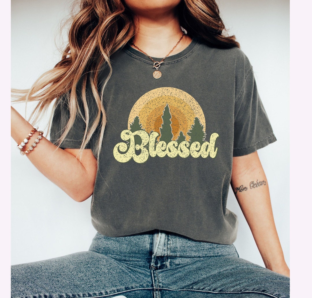 Blessed T-shirt in Comfort Colors, Boho Christian Blessed Shirt, Retro ...