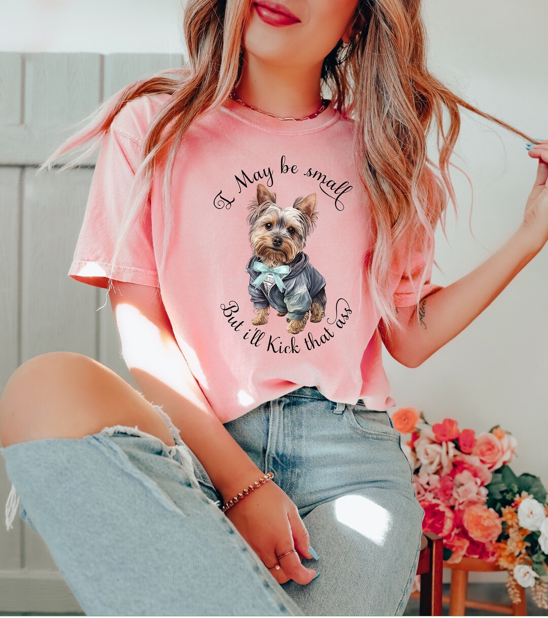 Tough Little Yorkie Shirt, Trendy Yorkie Tee, Vintage Yorkie Tee, Boho ...