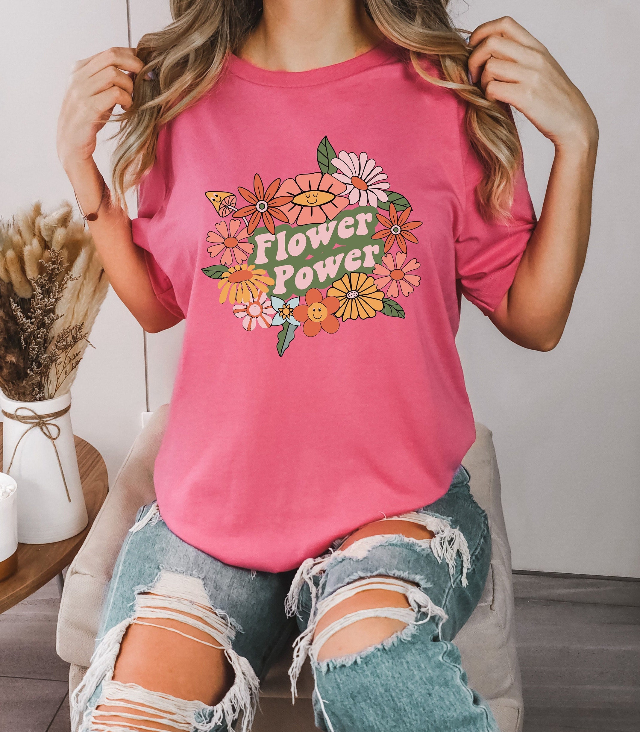 Flower Power Shirt, Hippy Flower Power Shirt, Trendy Flower Power Shirt ...