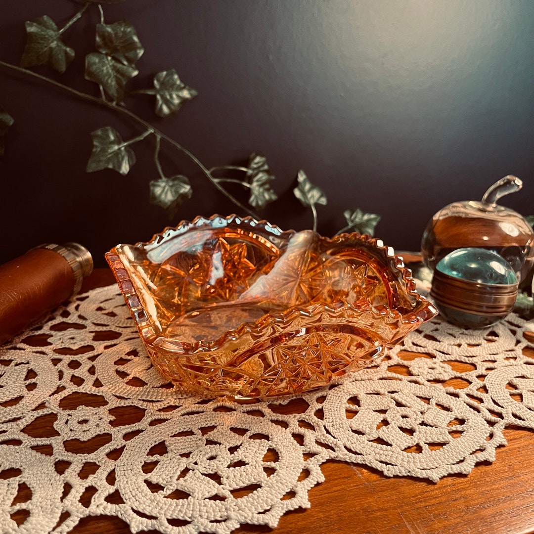 Vintage Marigold Carnival Glass Candy Bowl - Etsy