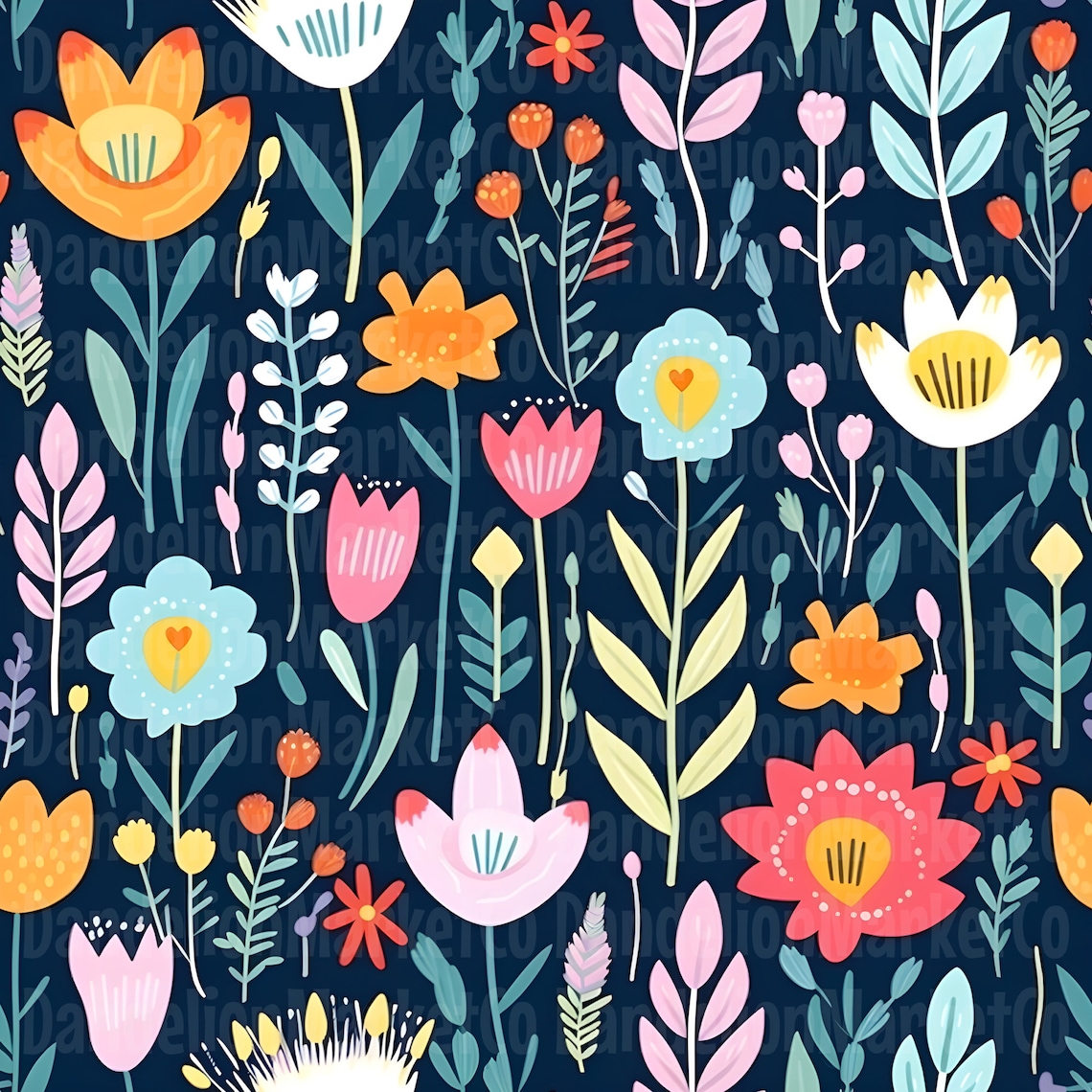 Flowers Digital Paper, Flowers Seamless Pattern, Floral Prints, Flowers ...