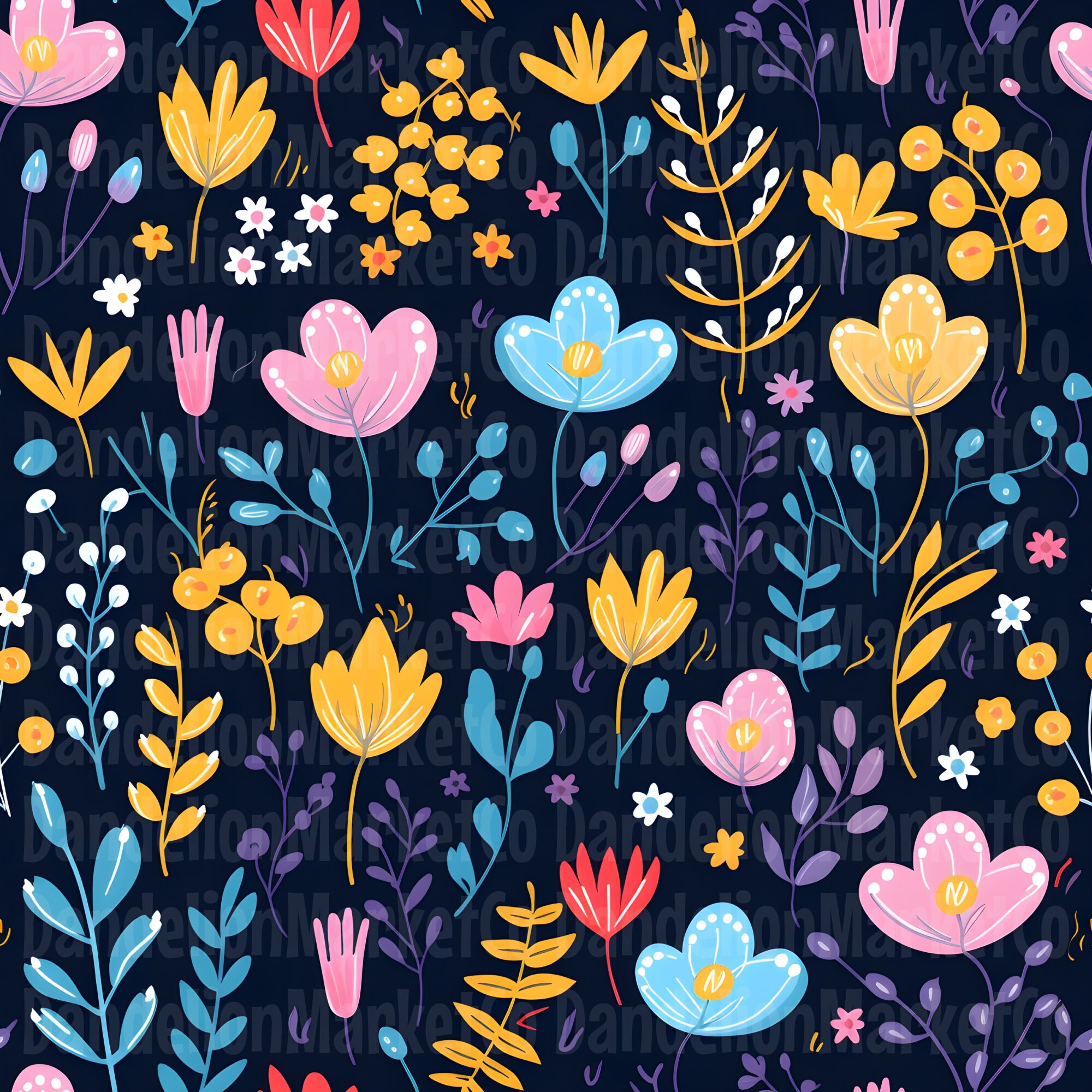 Flowers Digital Paper, Flowers Seamless Pattern, Floral Prints, Flowers ...