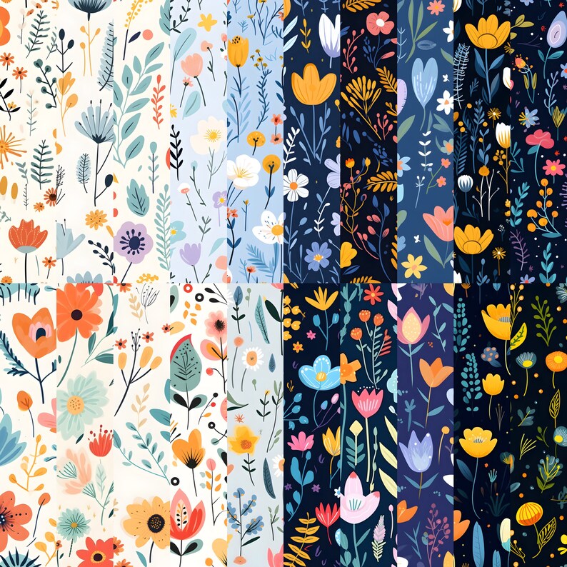 Flowers Digital Paper, Flowers Seamless Pattern, Floral Prints, Flowers ...