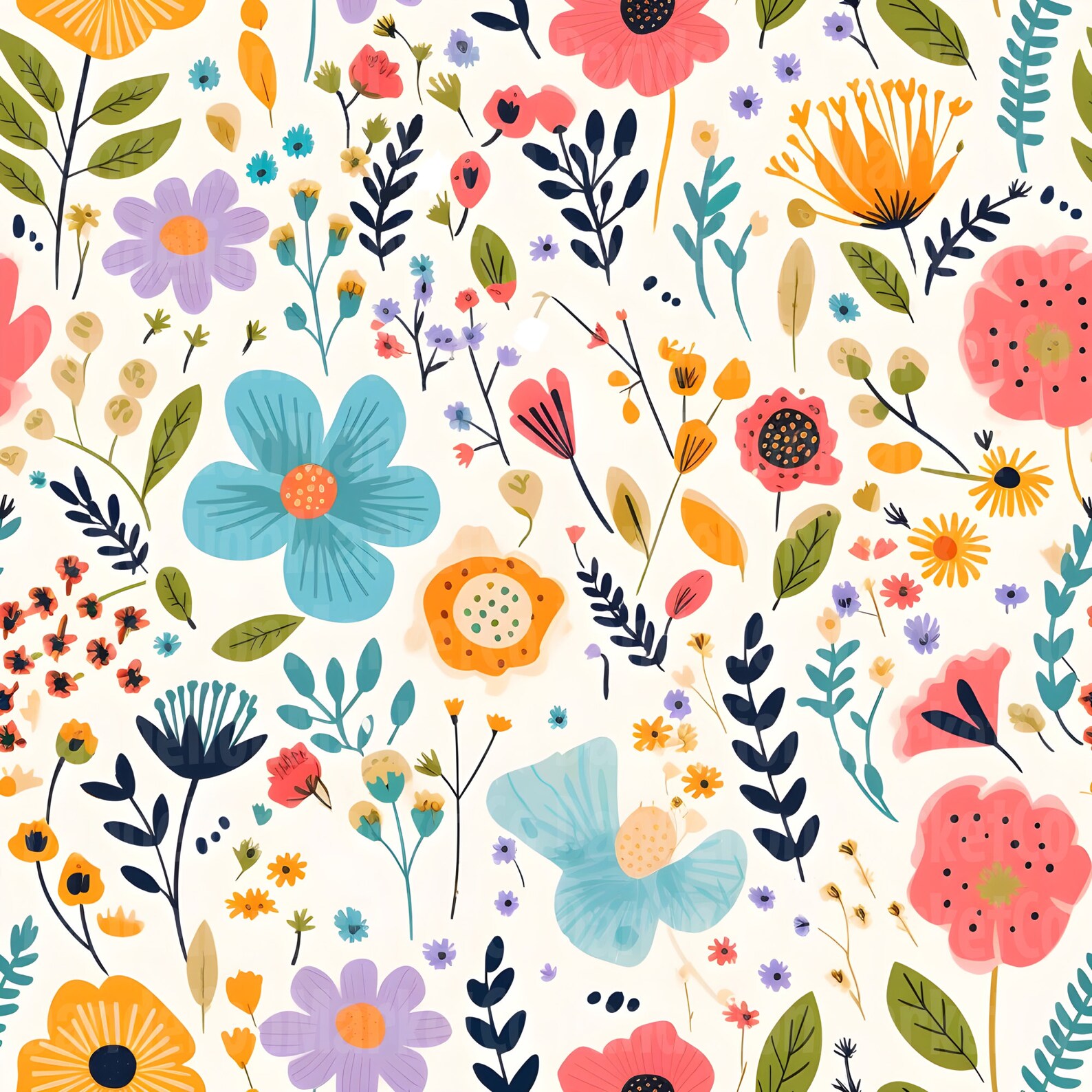 Flowers Digital Paper, Flowers Seamless Pattern, Floral Prints, Flowers ...