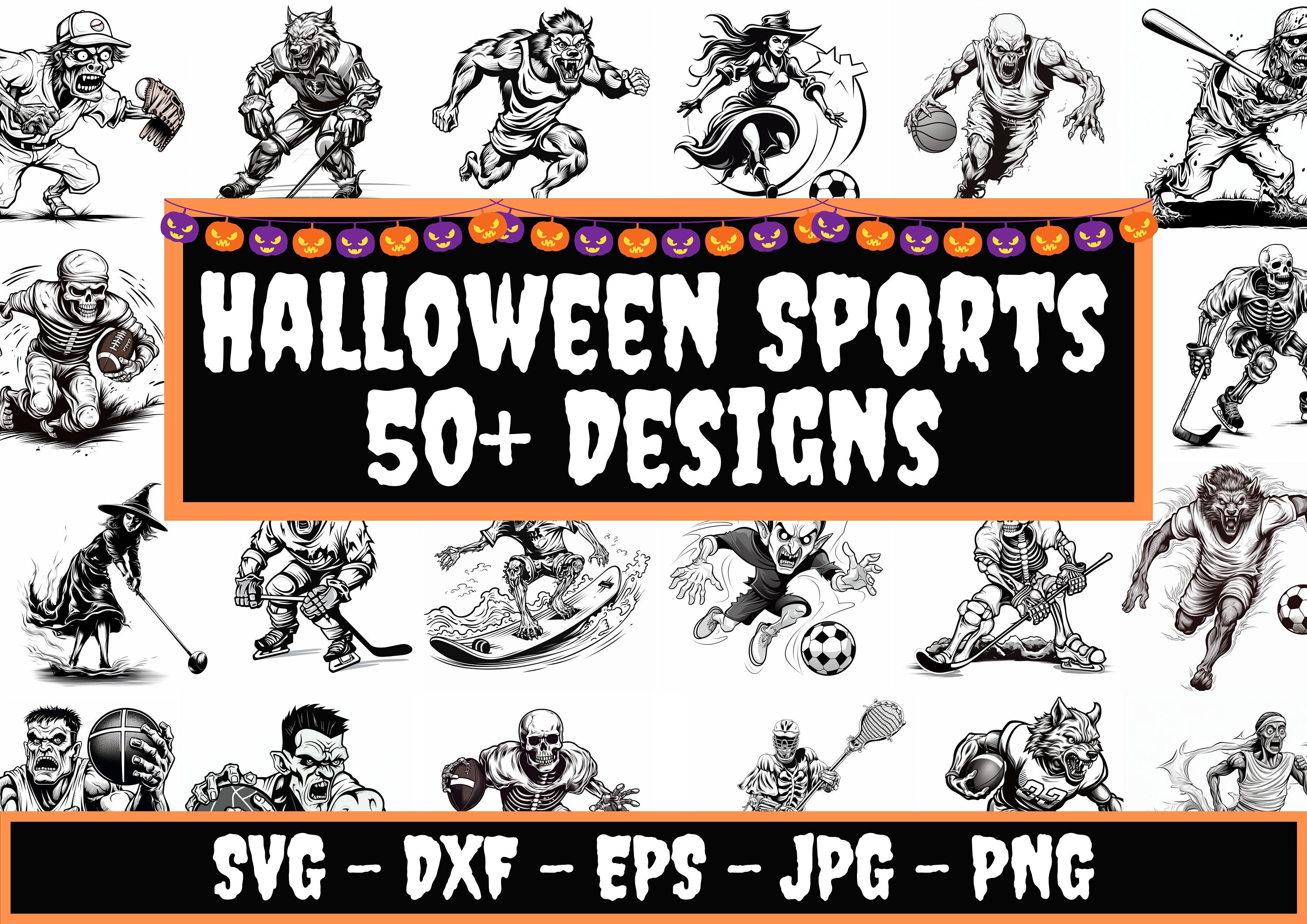Halloween SVG Bundle Halloween Sports SVG, Halloween Sports Characters ...