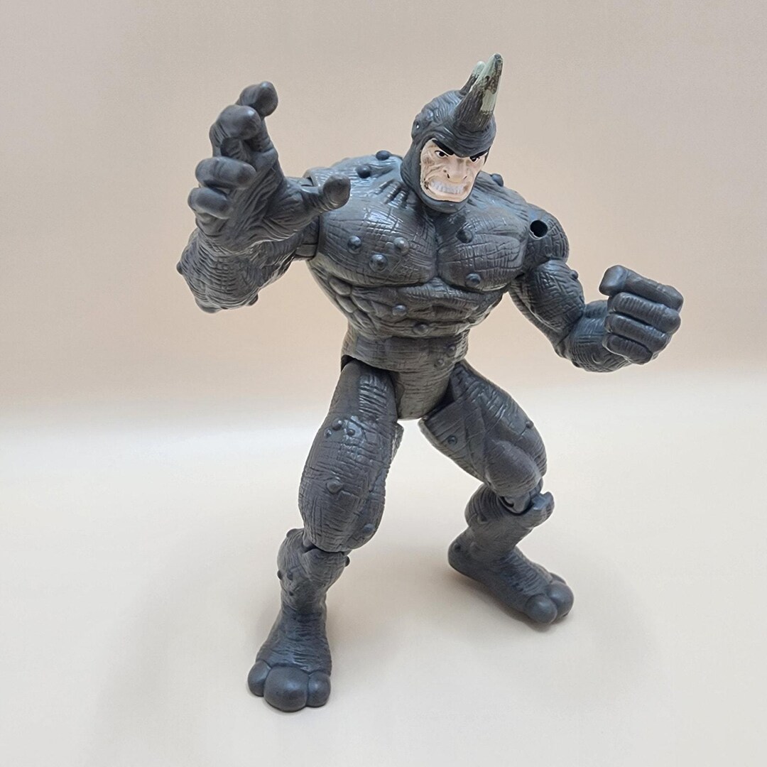 SPIDER-MAN Web Trap vintage 1997 Rampaging RHINO 5 Toybiz Action Figure ...