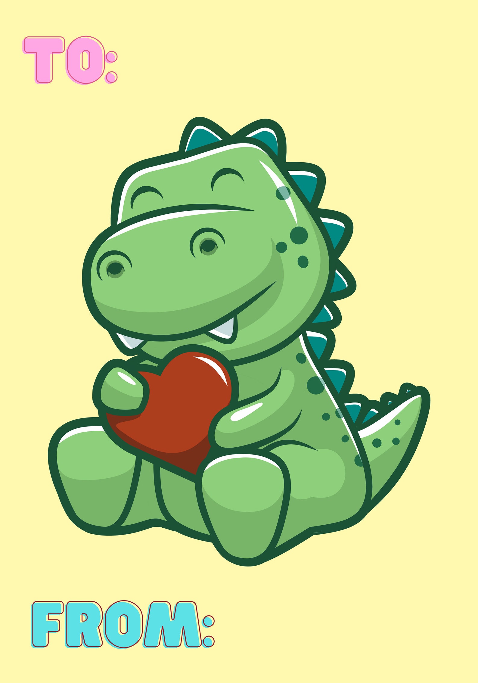 Cute Dinosaur Valentine's Day Cards: 3.5x5" Printable, Immediate ...