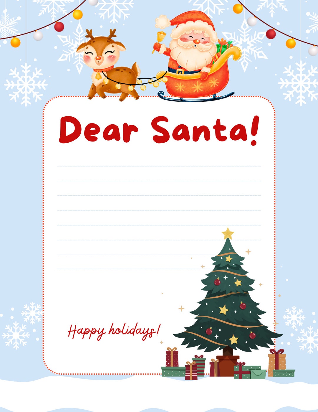 Plantilla de Carta a Santa, Imprimible, Editable, Descarga e impresión ...