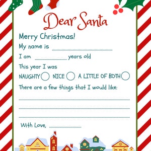 Letter to Santa Template, Printable, Editable, Immediate Download and ...