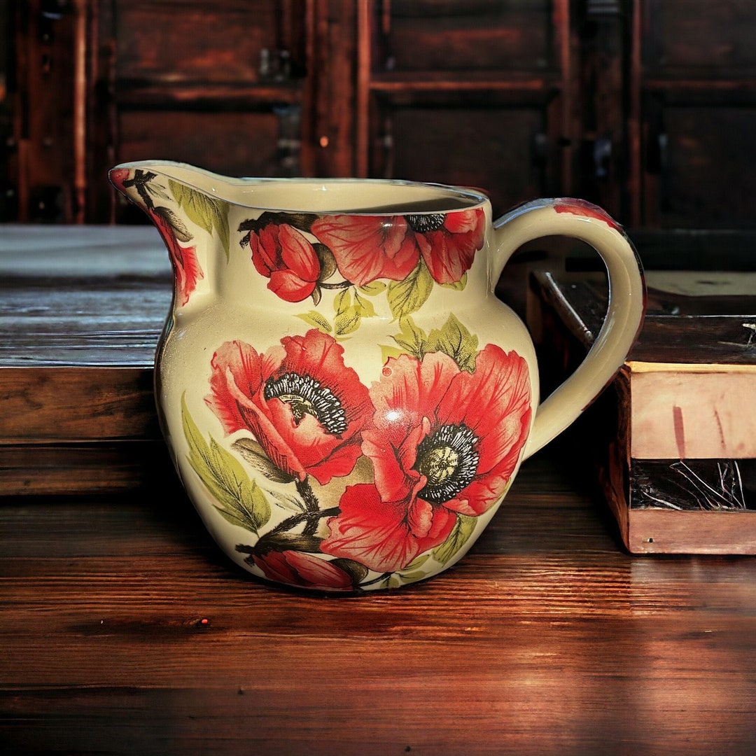 Vintage Dutch Bellied Red Poppy Flower Design Teapot - Etsy