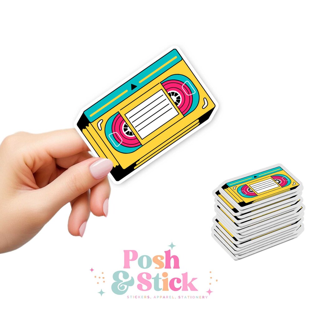 Retro Groovy VHS Tape Clear Vinyl Stickers Décor for Laptops, Notebooks ...