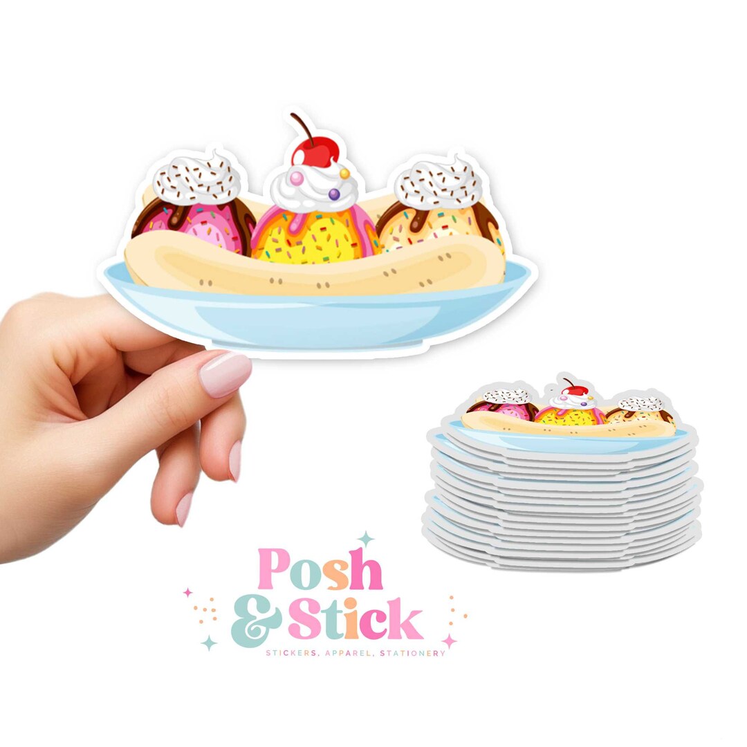 Banana Split Clear Vinyl Stickers Décor for Laptops, Notebooks, or ...