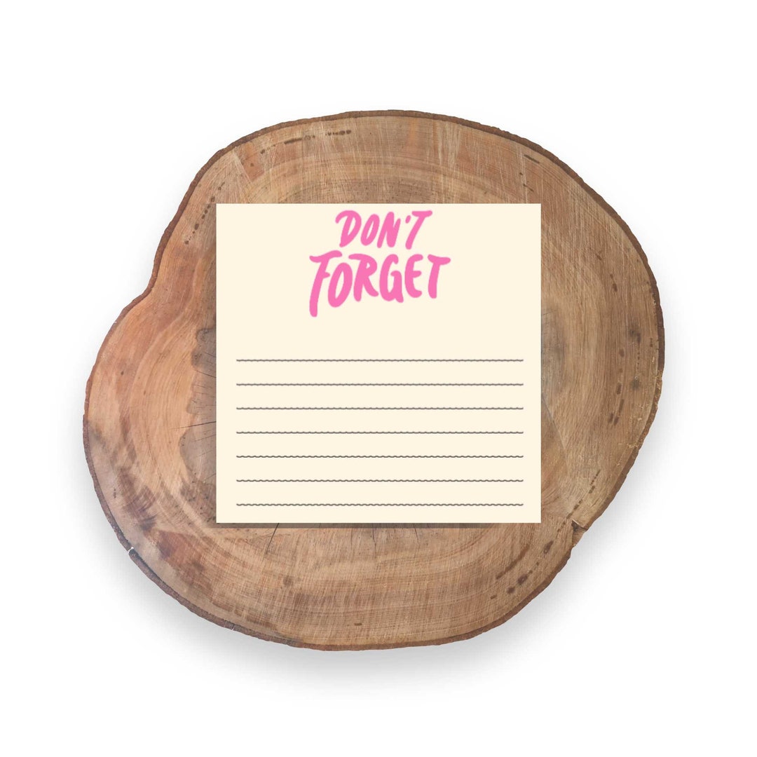Don't Forget pink Text Lined 3 X 3 Sticky Notes Organization, Office ...