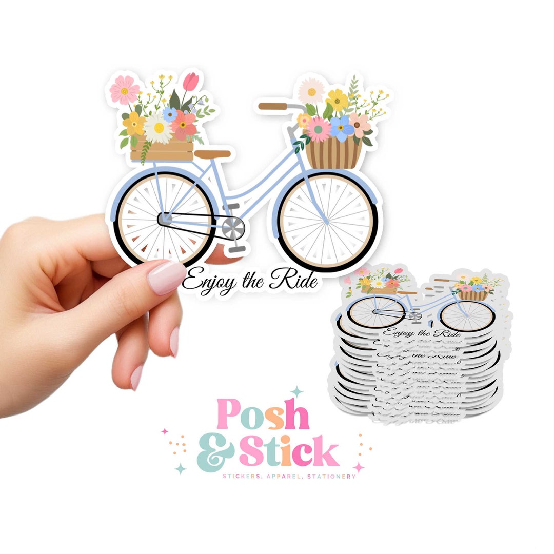 Bike Enjoy the Ride Clear Vinyl Stickers Décor for Laptop, Notebooks ...