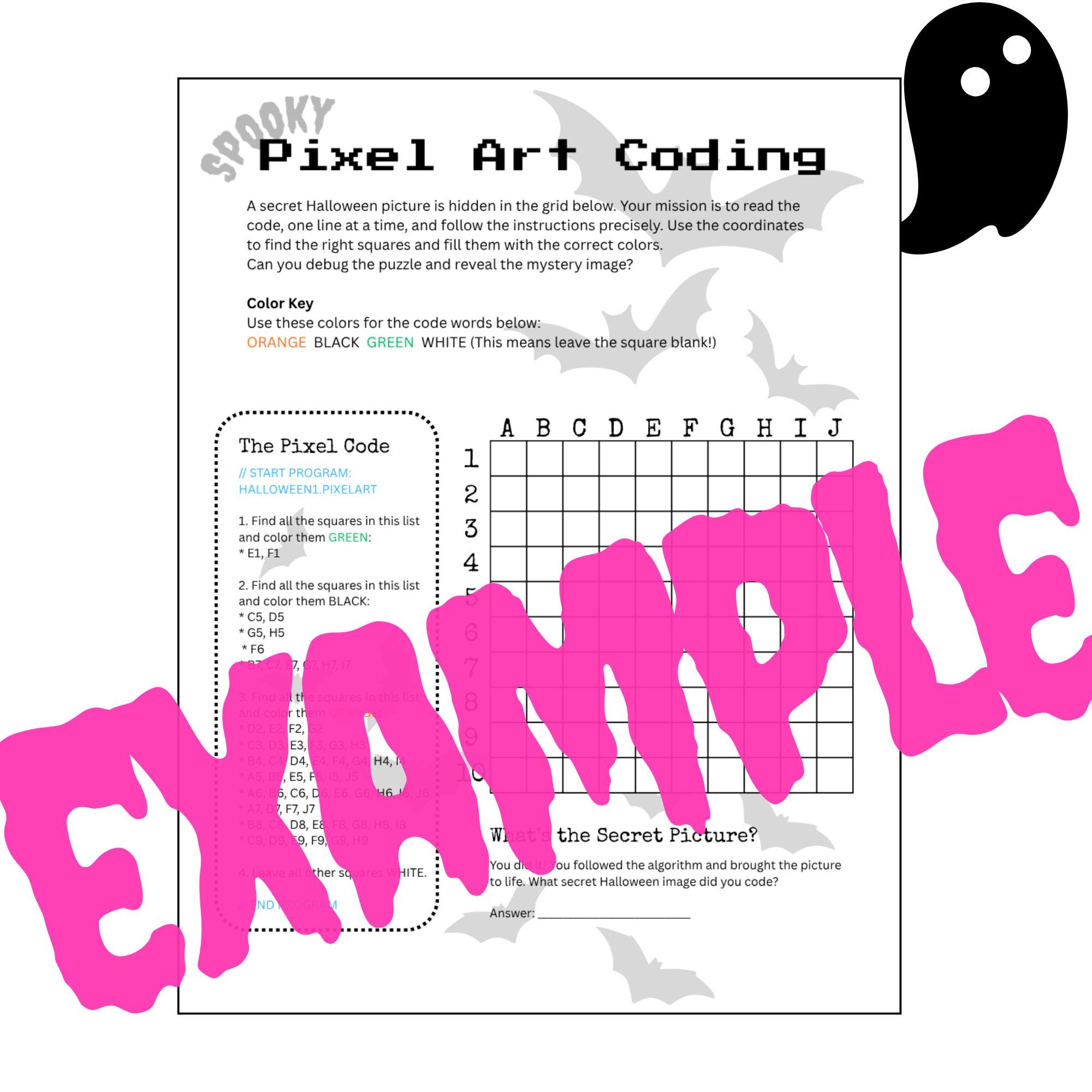 Halloween Printable - Pixel Art for Kids | Intro to Coding Lesson ...