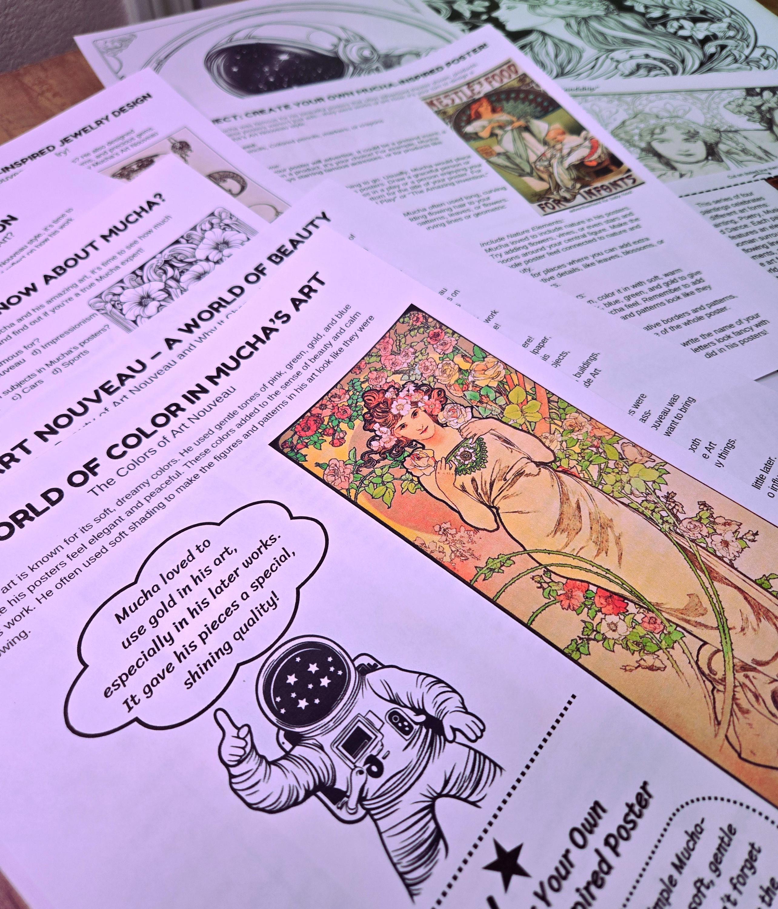 Alphonse Mucha Art Worksheet Packet | Educational Art History Lessons ...