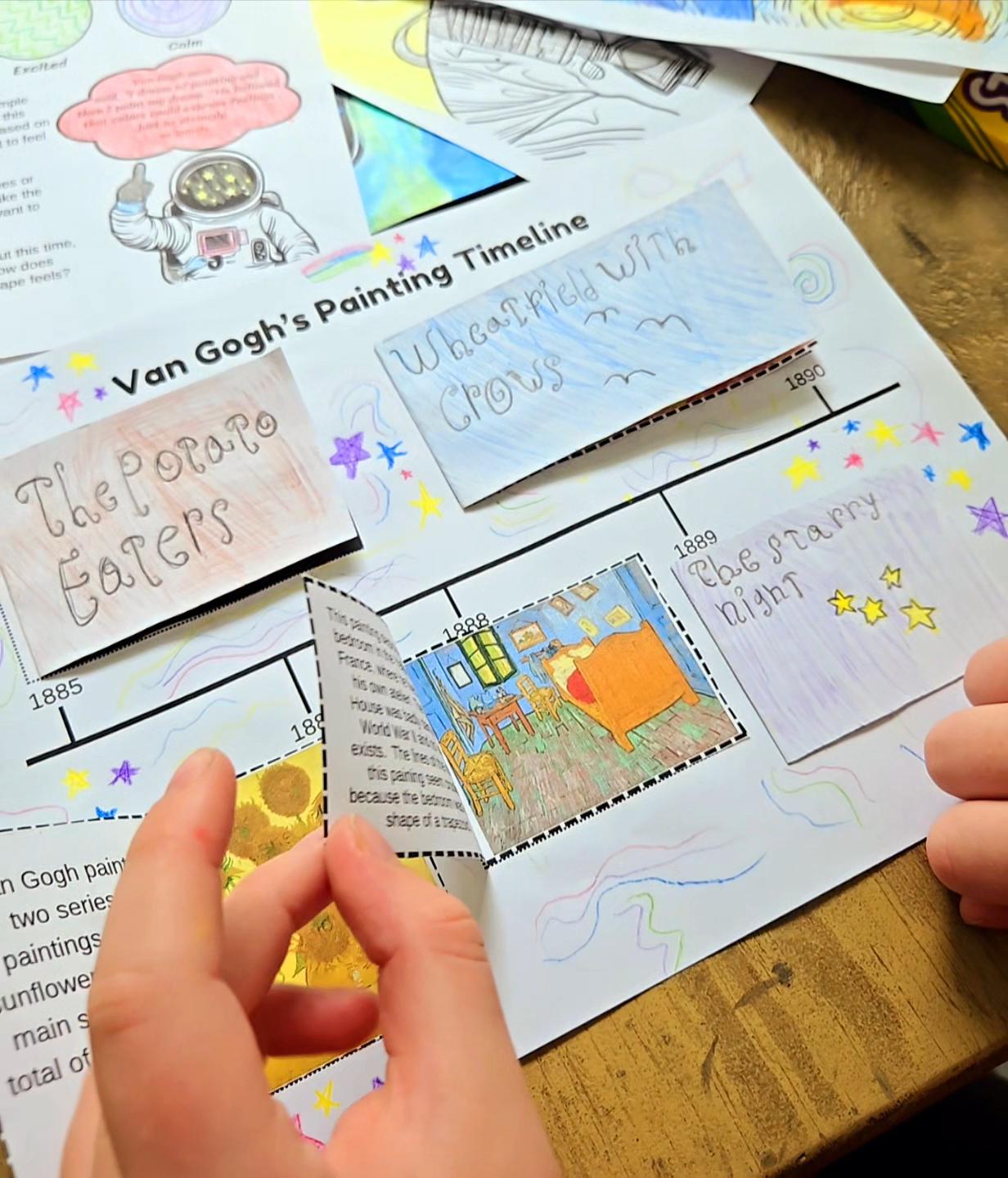 Van Gogh Art History Lesson for Kids | Educational Worksheet | Self-led ...