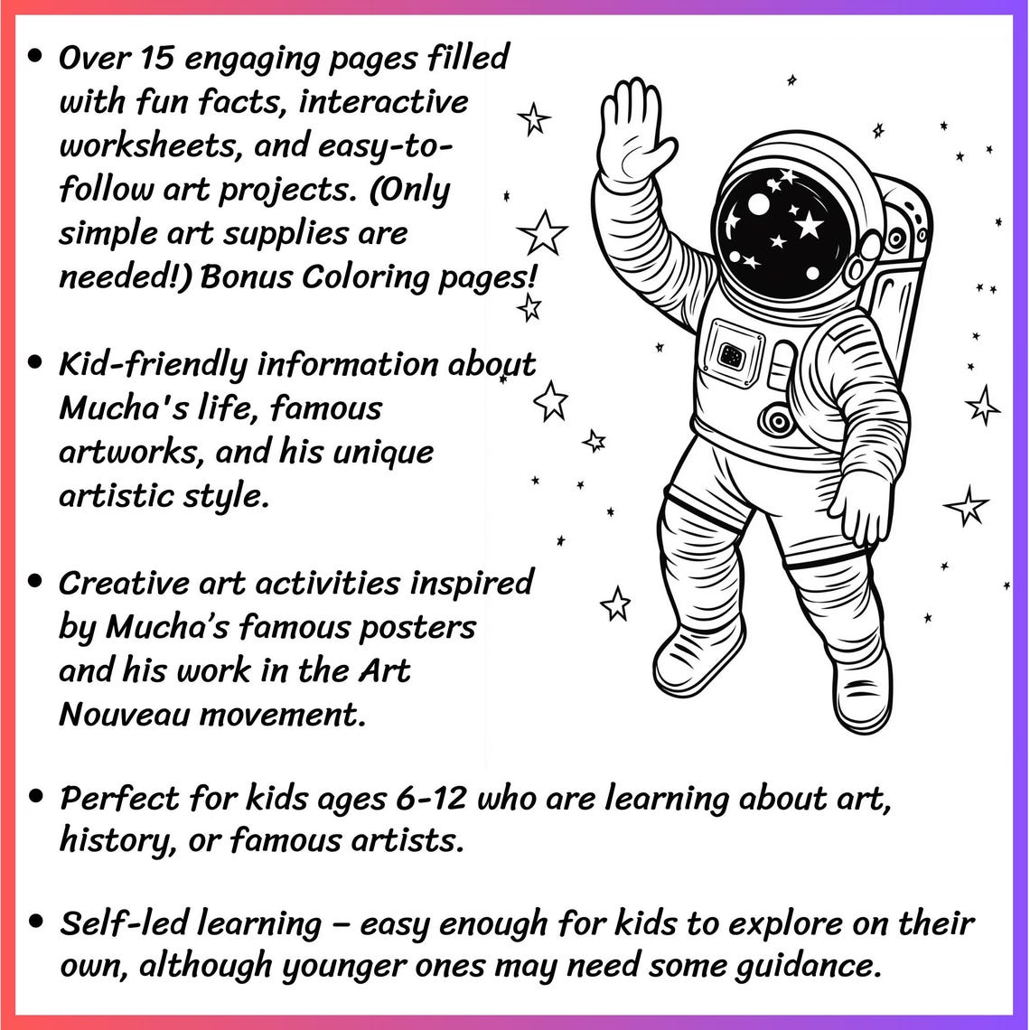 Alphonse Mucha Art Worksheet Packet | Educational Art History Lessons ...