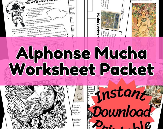 Alphonse Mucha Art Worksheet Packet | Educational Art History Lessons ...