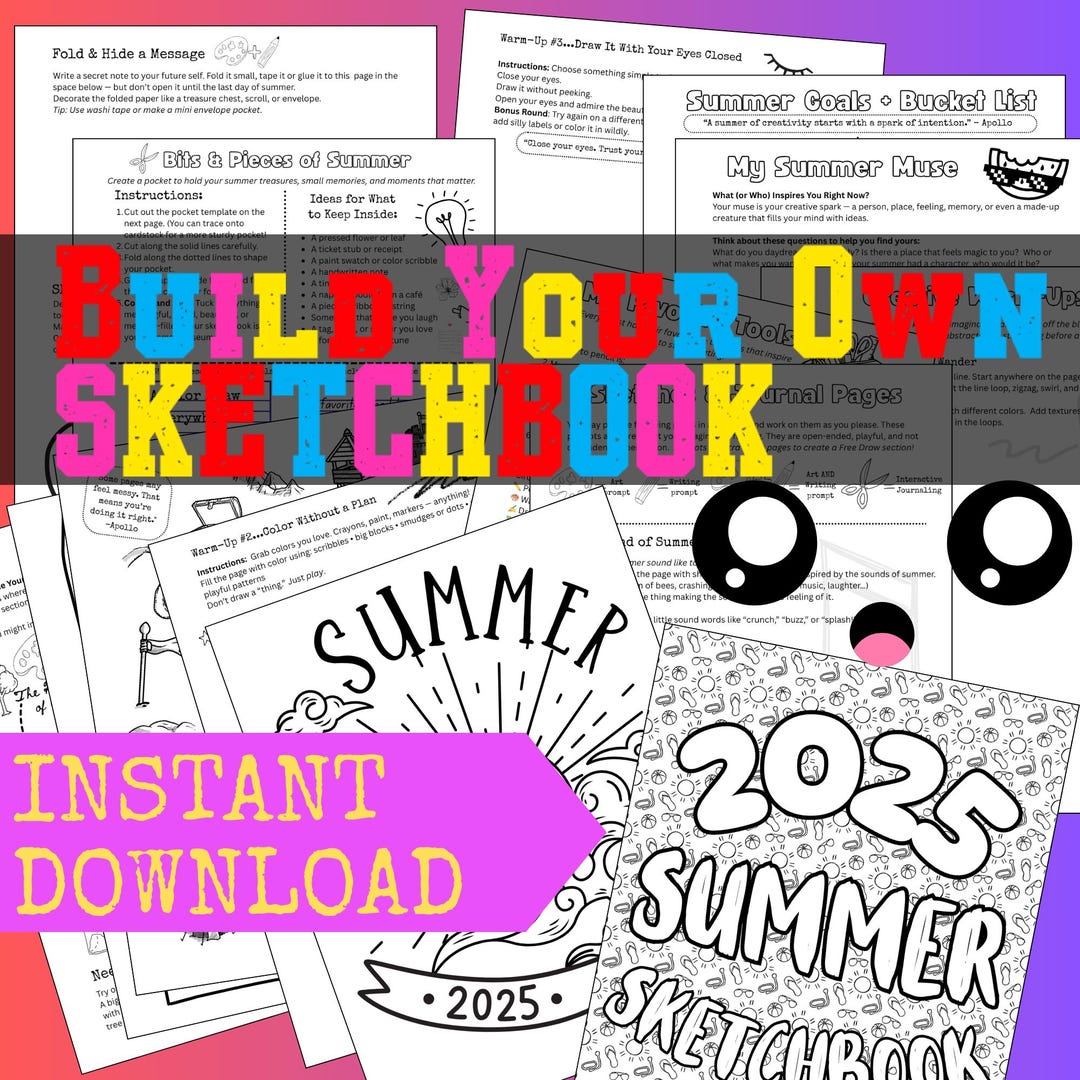 Kids Summer Sketchbook Journal: Printable Art & Writing Prompts (PDF ...