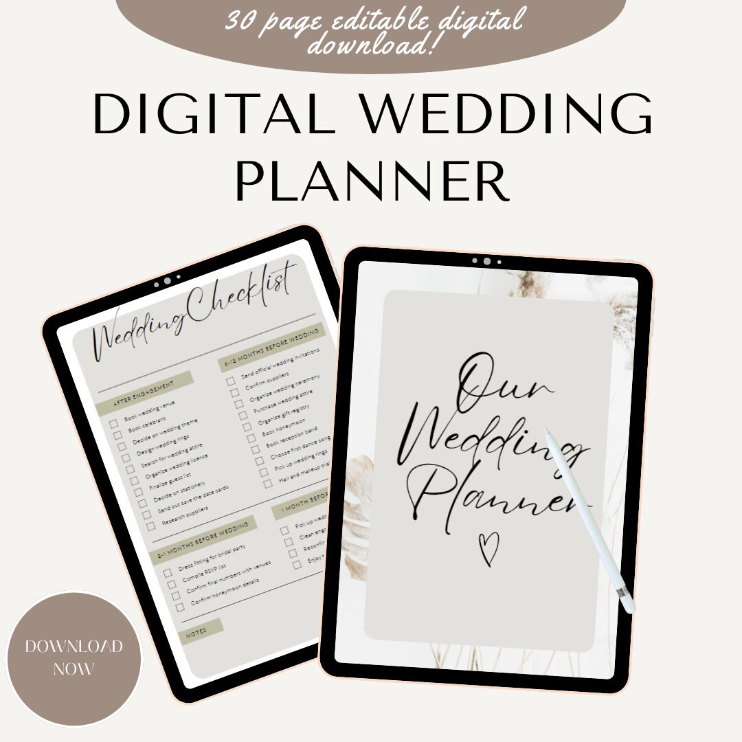 30 Pages SIMPLE WEDDING PLANNER Template | Wedding Planner Digital ...
