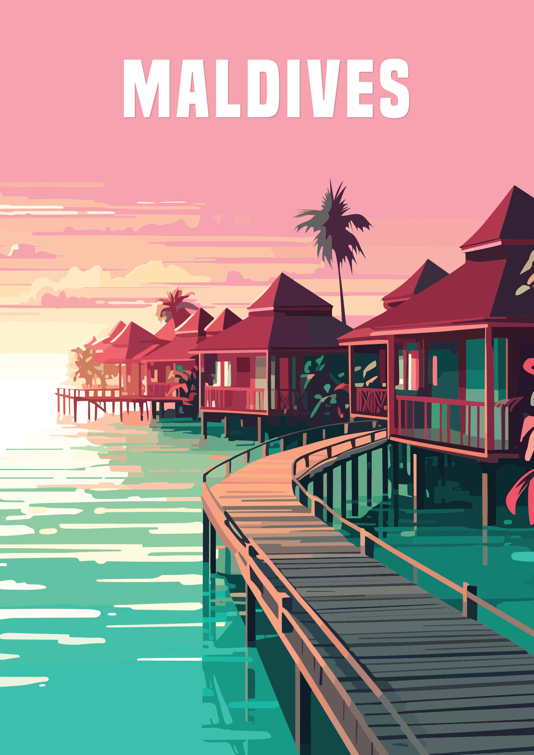 Maldives Travel Poster - Etsy