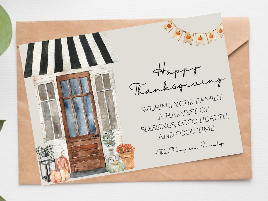 Editable Thanksgiving Card Printable Thanksgiving Card Fall Card Fall ...
