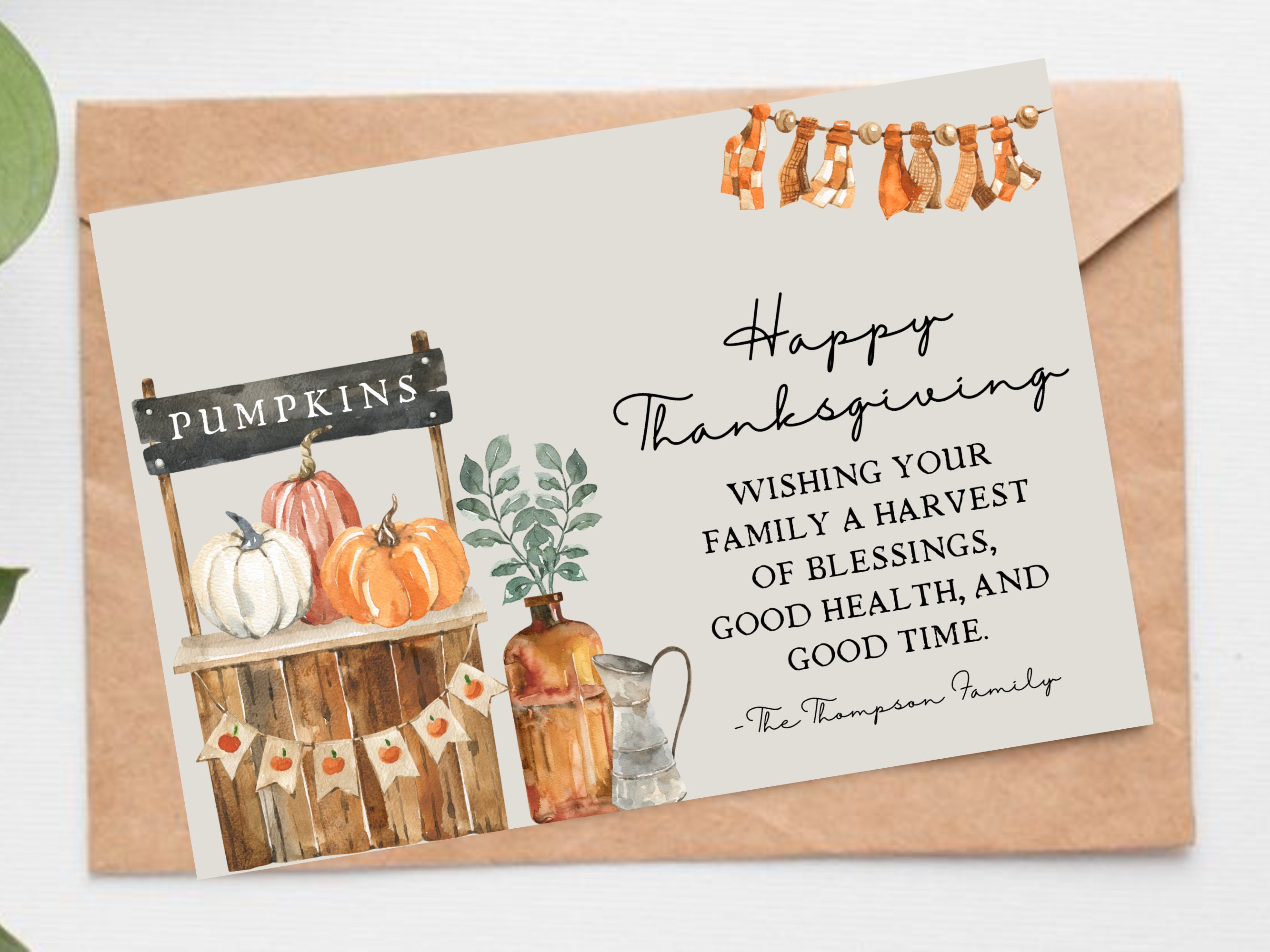 Editable Thanksgiving Card Printable Thanksgiving Card Fall Card Fall ...