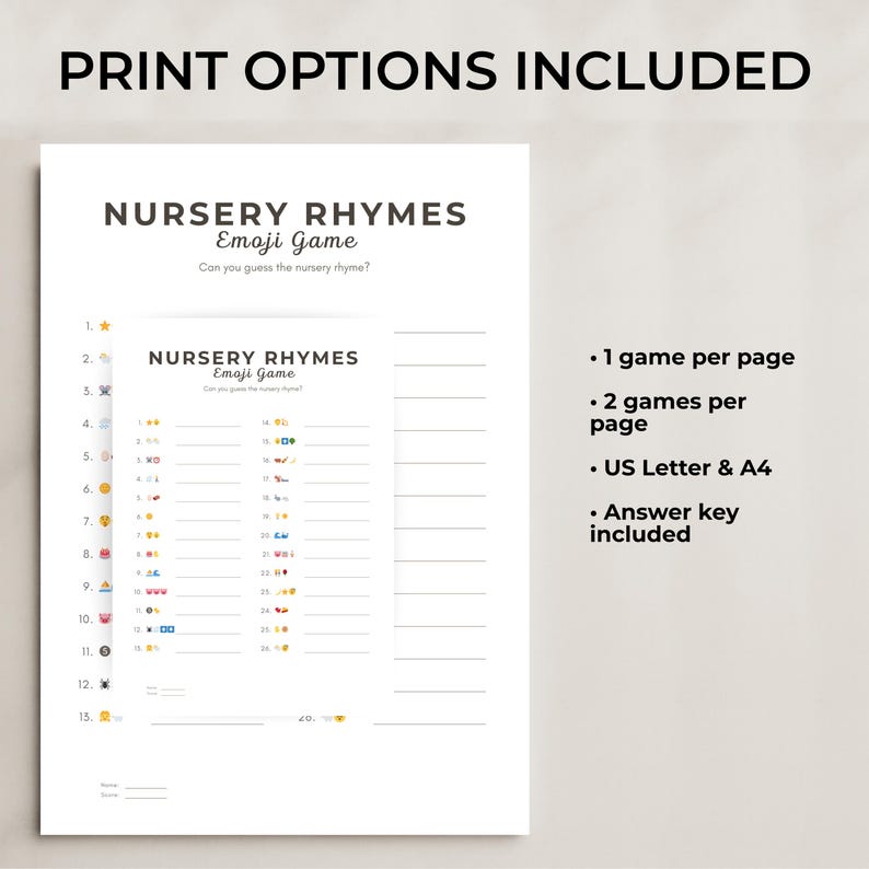 Nursery Rhymes Emoji Game • Emoji Nursery Rhyme Quiz • Baby Shower ...